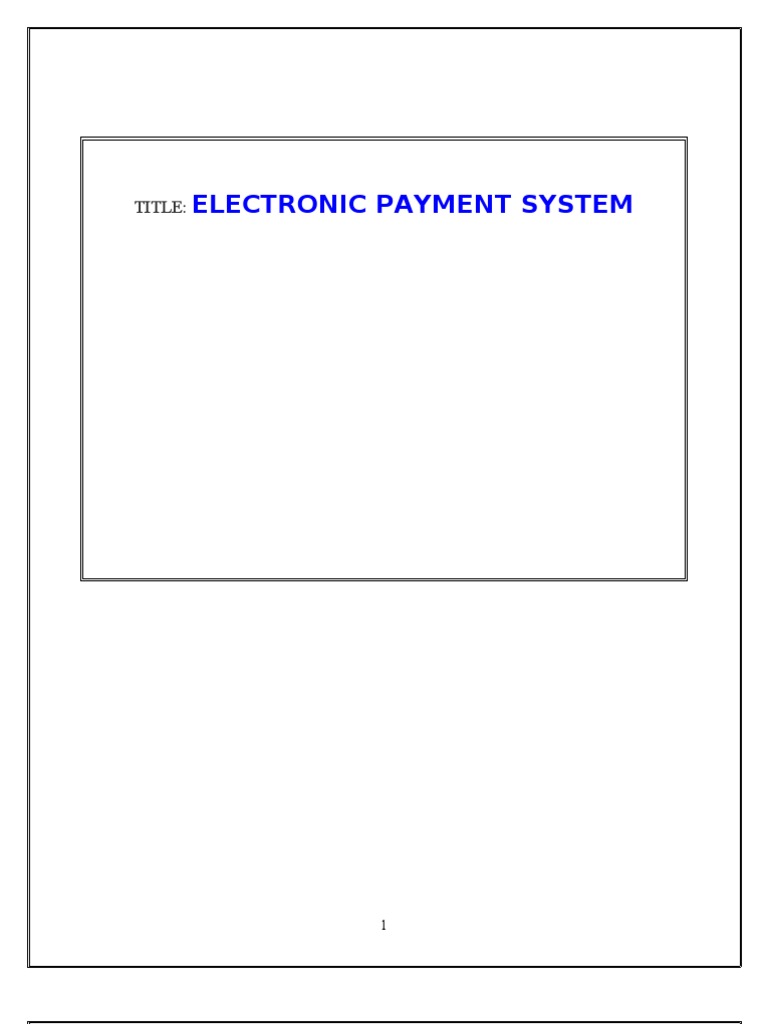 Electronic Payment System Pdf Credit Card Payments