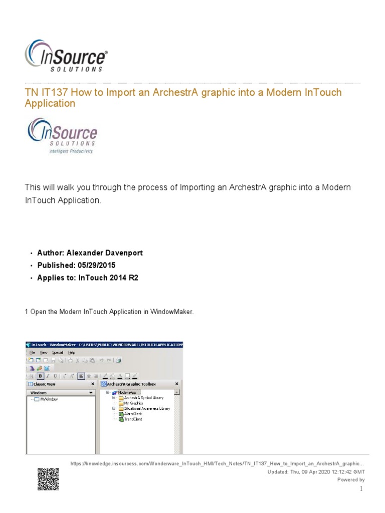 TN IT137 How To Import An ArchestrA Graphic Into A Modern InTouch ...