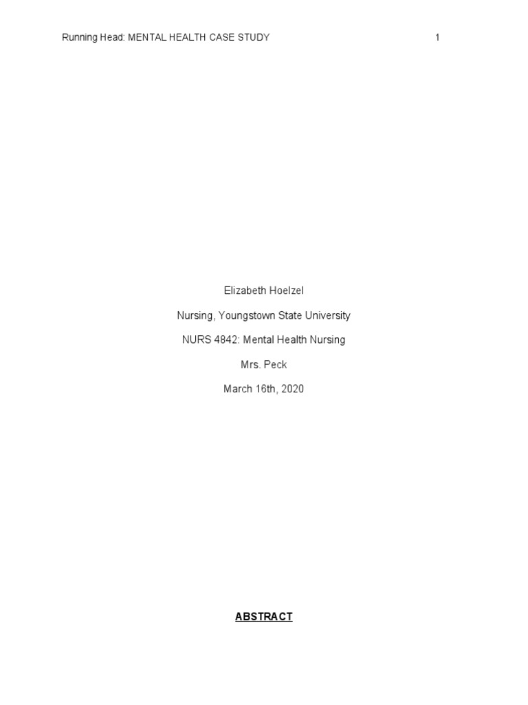 Mental Health Case Study 1 | PDF | Mental Disorder | Major Depressive ...