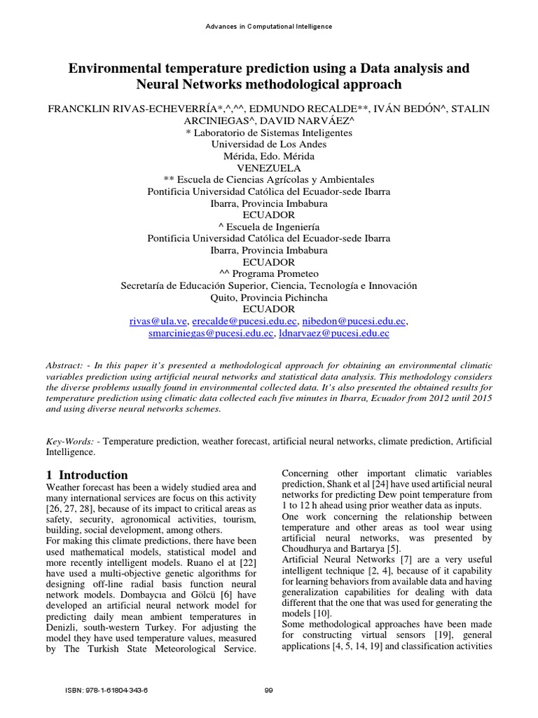 Environmental Temperature Prediction Using A Data Analysis and Neural ...
