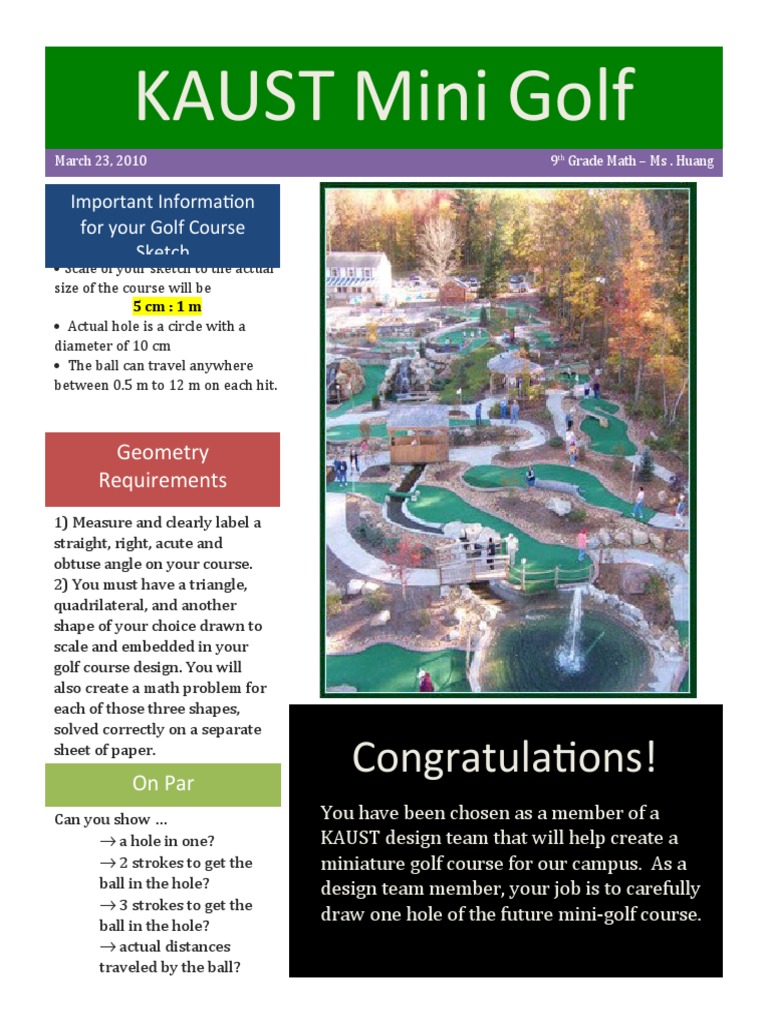 Mini Golf Design | PDF | Shape | Elementary Geometry