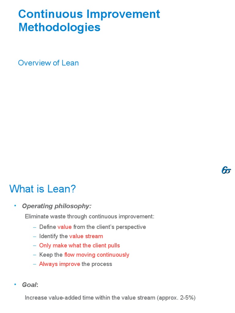 Continuous Improvement Methodologies: Overview of Lean | PDF | Lean ...