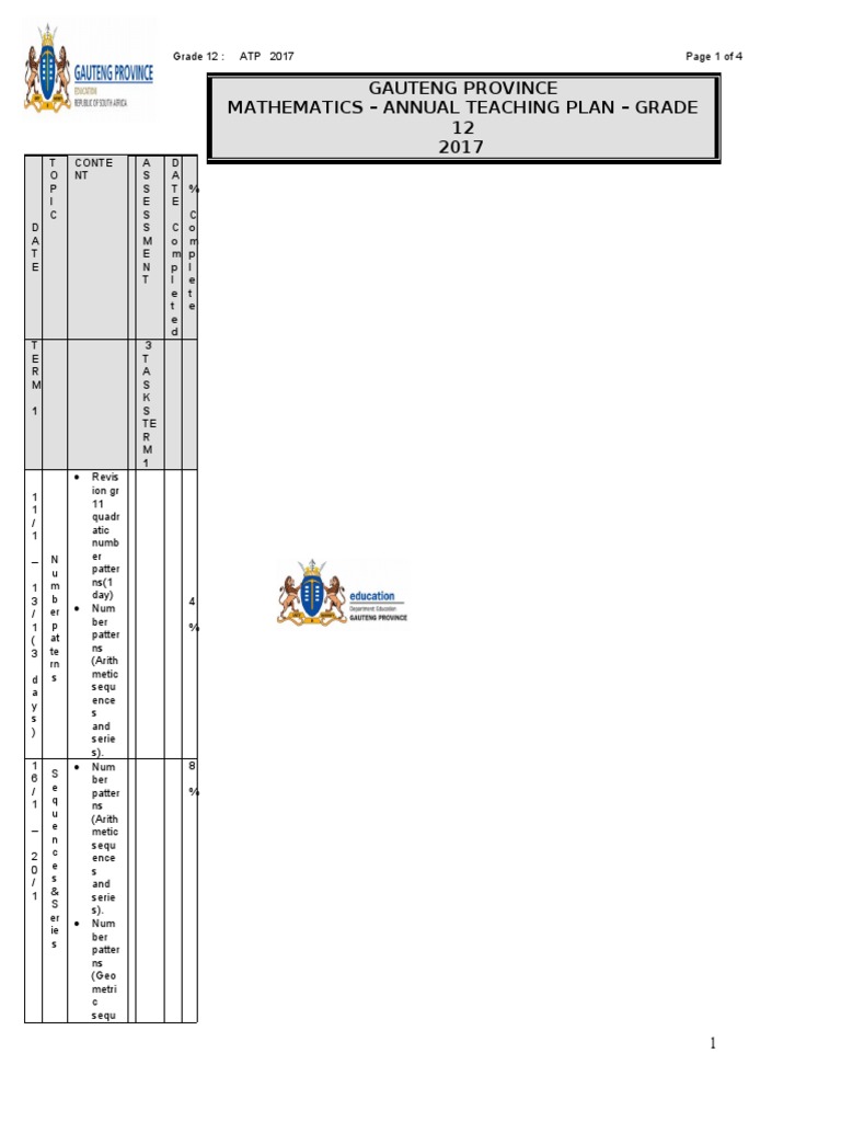 Gauteng Province Mathematics - Annual Teaching Plan - Grade 12 2017 ...