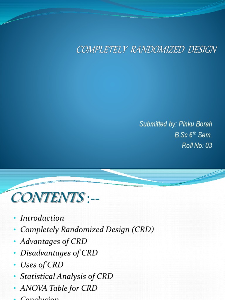 Completely Randomized Design | PDF | Experiment | Analysis Of Variance