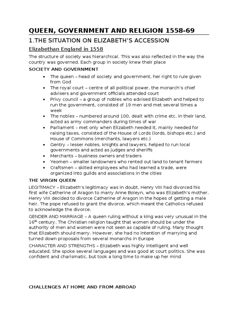 Elizabethan England Notes | PDF | Mary, Queen Of Scots | Elizabeth I Of ...