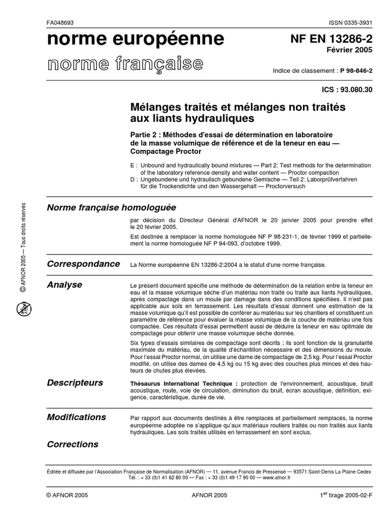 norme européenne: Mélanges traités et mélanges non traités aux liants ...