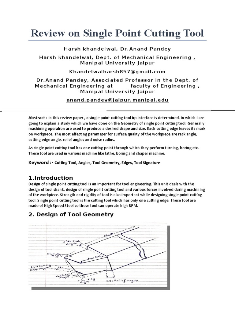 Review On Single Point Cutting Tool | PDF | Machining | Abrasive