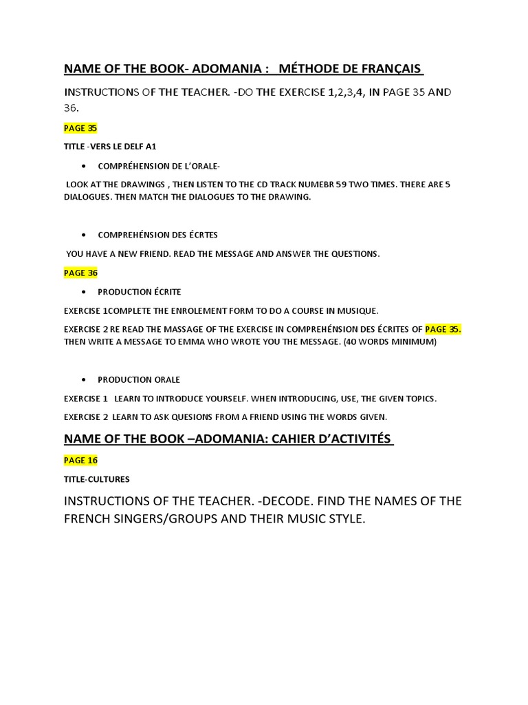 Name of The Book-Adomania: Méthode de Fran Ç AIS | PDF