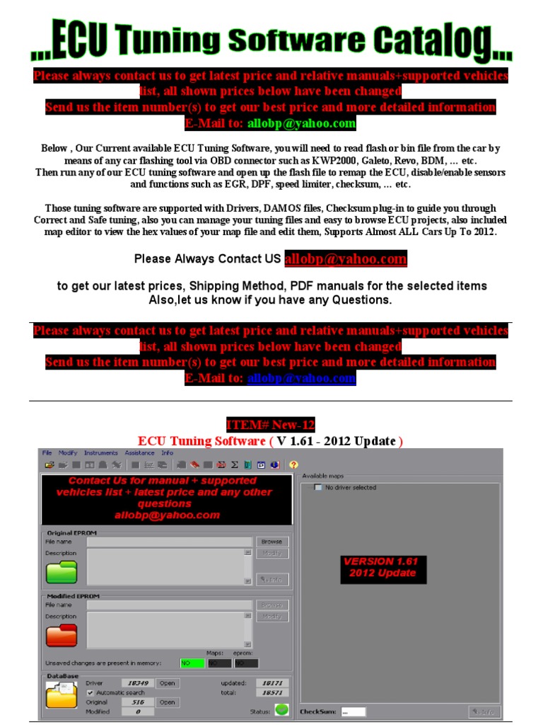 ECU Tuning Software and Tools Catalog | PDF | Computing | Computing And ...