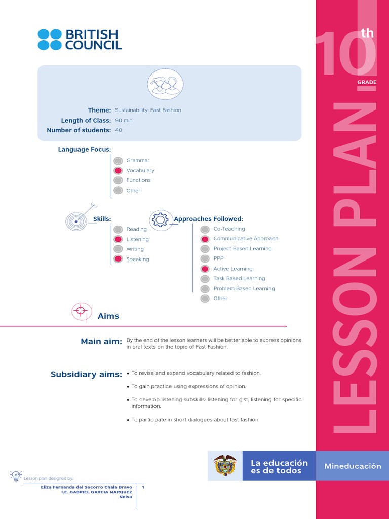 10th Grade Fast Fashion Lesson Plan | PDF | Vocabulary | Learning