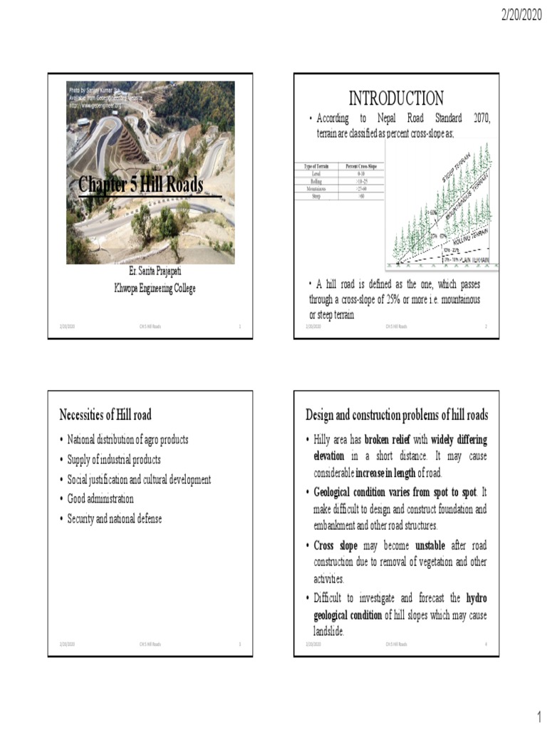 Chapter 5 Hill Roads: Necessities of Hill Road Design and Construction ...