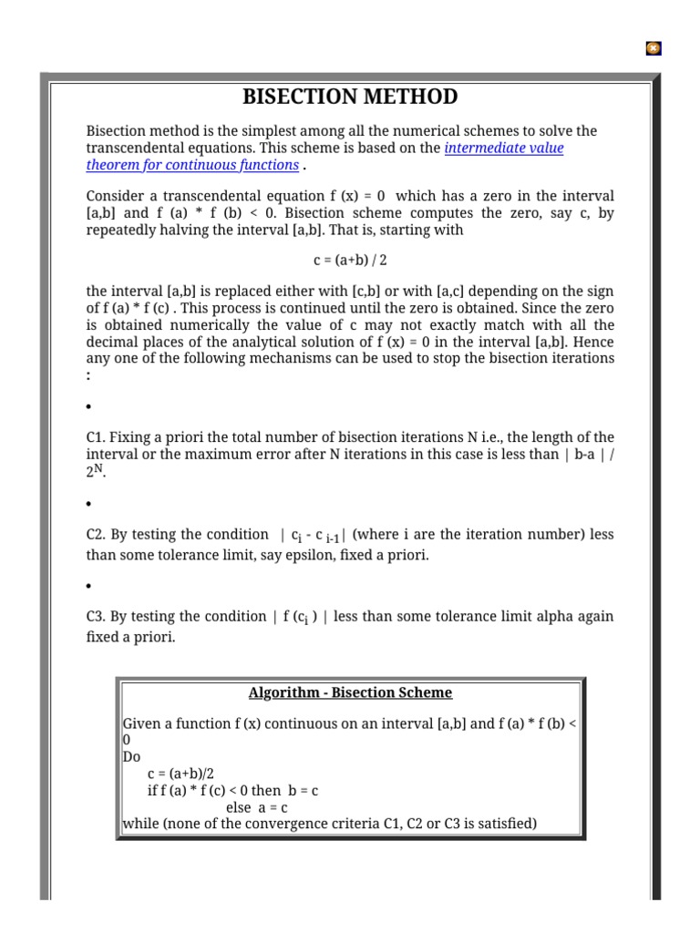 Bisection Method Theory | PDF | Numerical Analysis | Mathematics Of Computing