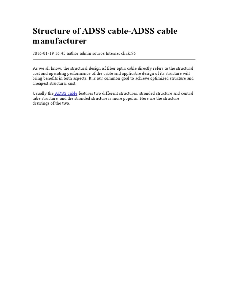 Structure of ADSS Cable | PDF | Optical Fiber | Fibre Reinforced Plastic