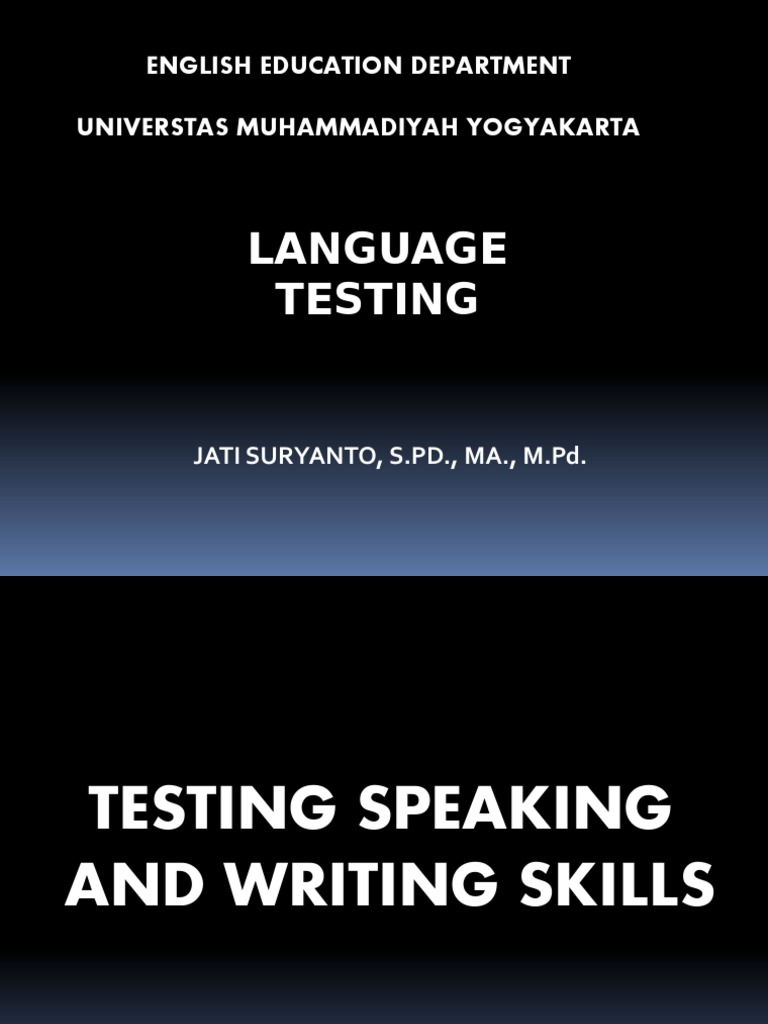 A. Testing Speaking and Writing Skills | PDF | Question | Design
