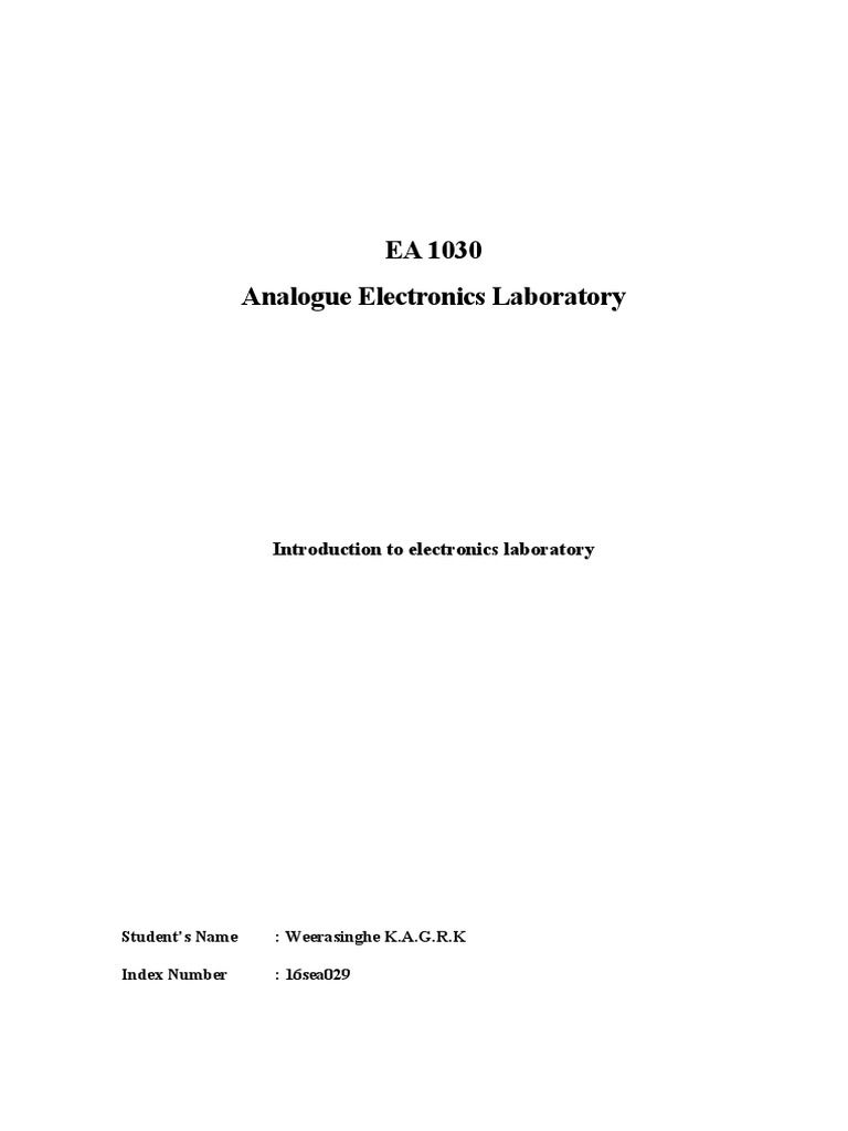 Electronics Lab Exercises Overview | PDF | Resistor | Capacitor