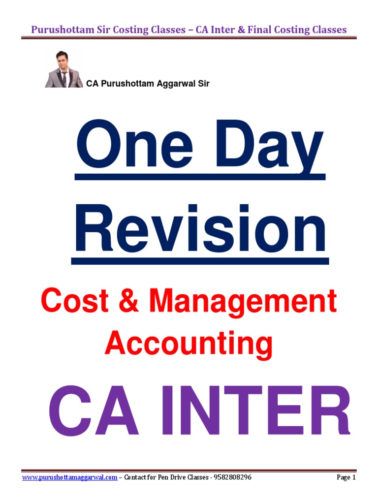 CA Inter Cost and Management Accounting - Concepts of All Chapter by CA Purushottam Aggarwal PDF ...