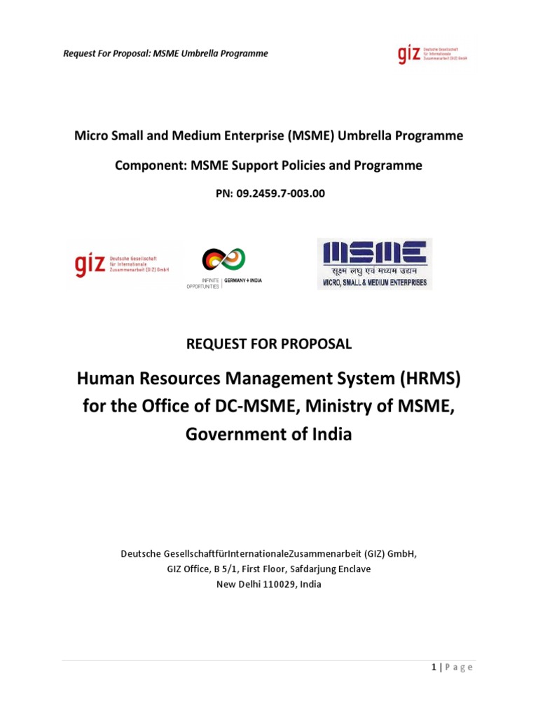 Human Resources Management System (HRMS) For The Office of DC-MSME ...