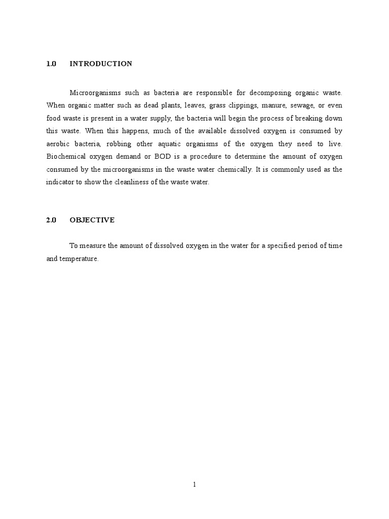 BOD Experiment Lab Report | PDF | Wastewater | Sewage Treatment