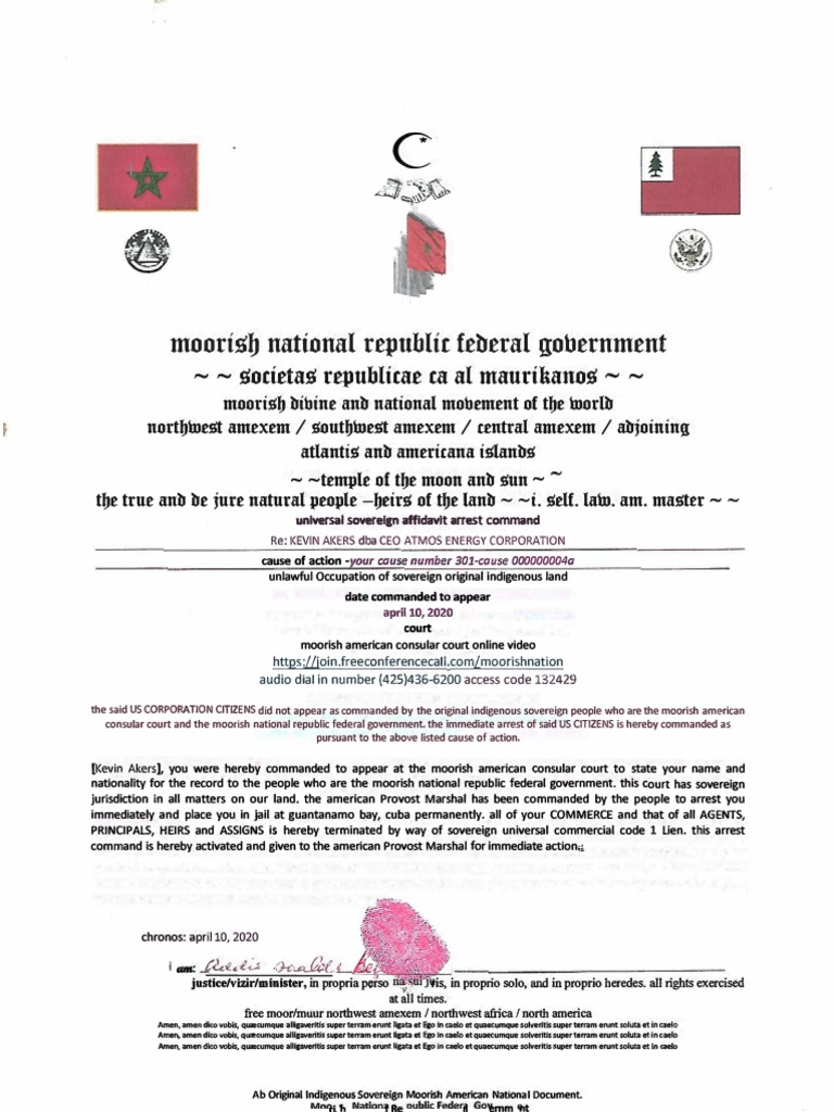 A Sovereign Arrest Command Atmos Energy Kevin Akers | PDF | Public Law ...