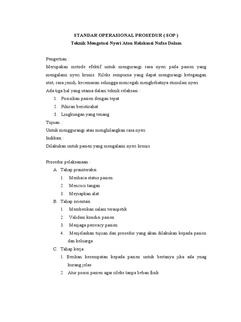 Sop Teknik Distraksi Relaksasi | PDF