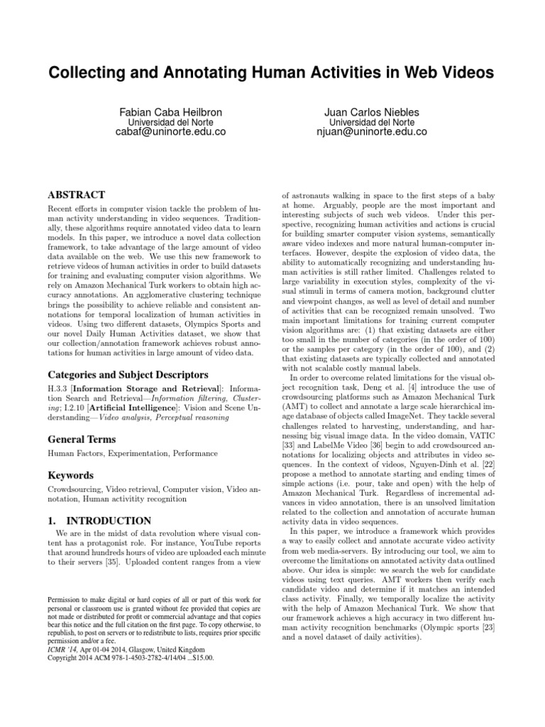 Collecting and Annotating Human Activities in Web Videos Heilbron2014 ...