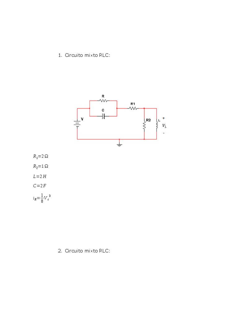 Circuito Mixto RLC:: R R L 2 H C 2 F I V | PDF