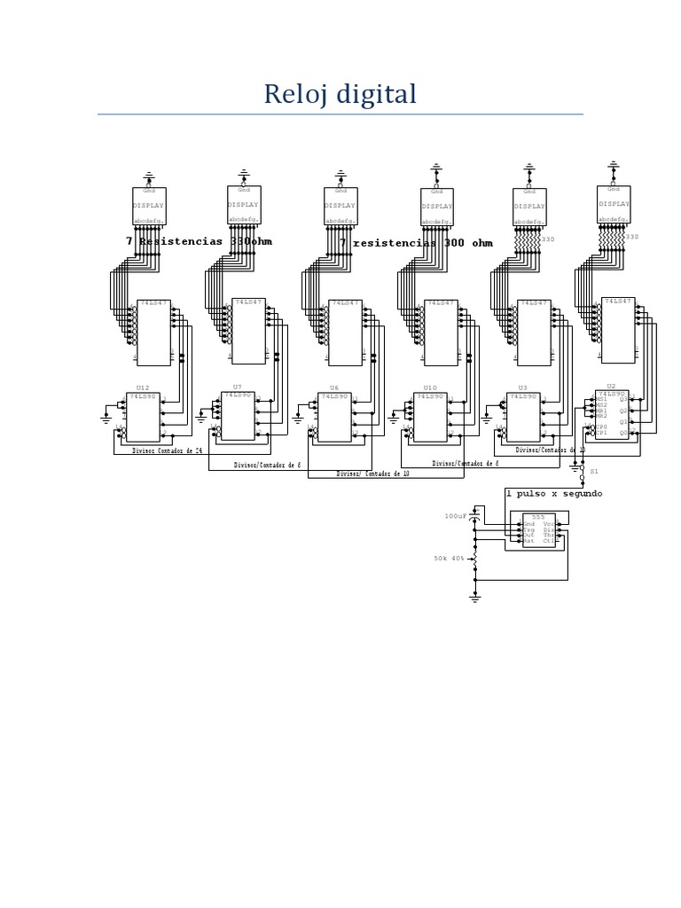 Diagrama de reloj digital 24 horas | PDF | Electricidad | Electromagnetismo