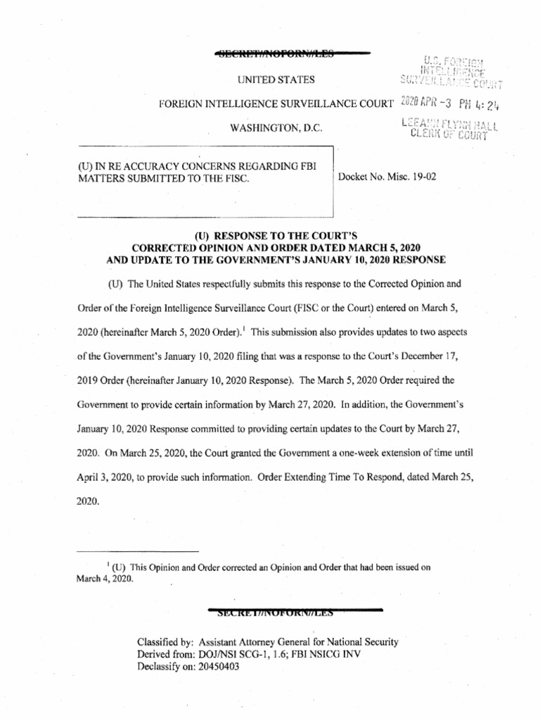 DOJ Fisa Filing - April | Foreign Intelligence Surveillance Act ...