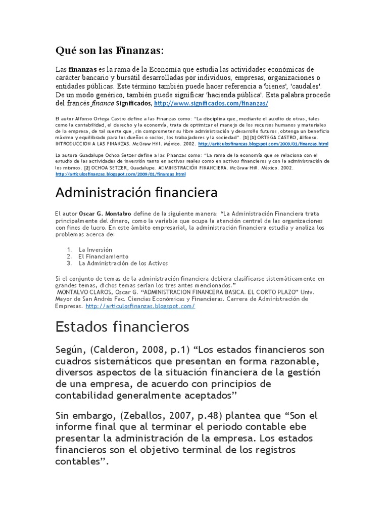 Qué Son Las Finanzas | PDF | Estado financiero | Contabilidad