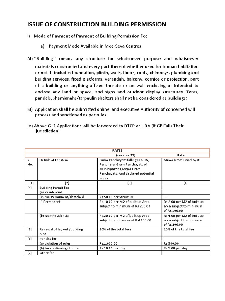 Telangana Building Permission Guidelines | PDF | Business