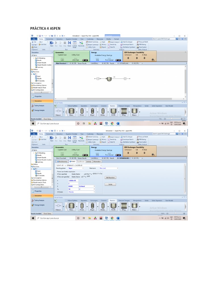 Pràctica 4 Aspen Plus CSTR | PDF