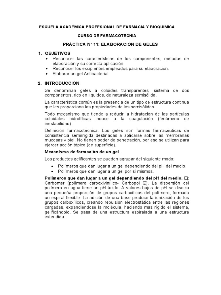Práctica Gel Antibacterial | PDF | Coloide | Materiales