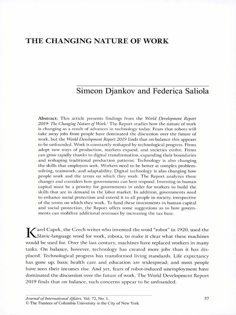 The Changing Nature of Work | PDF | Human Capital | Taxes