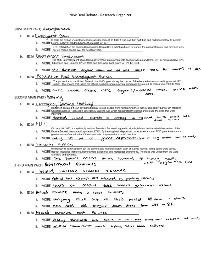 New Deal Debate - Research Organizer | PDF | Bank Run | Great Depression