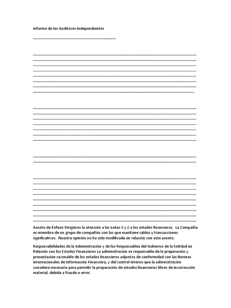 Ejemplo de Opinion Con Salvedad Con Limitacion MODIFICADA | PDF | Auditoría | Estado financiero