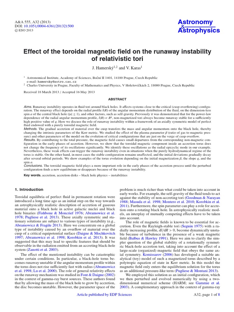Effect of The Toroidal Magnetic Field On The Runaway Instability of ...
