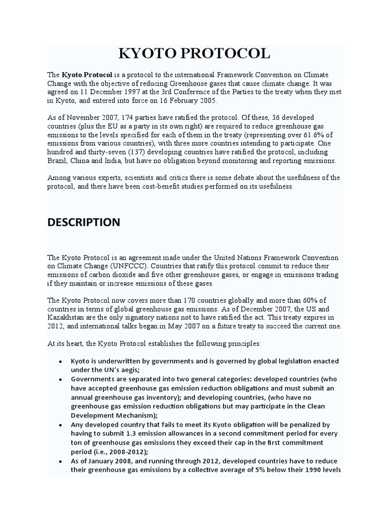 Kyoto Protocol: Description | Download Free PDF | Kyoto Protocol ...