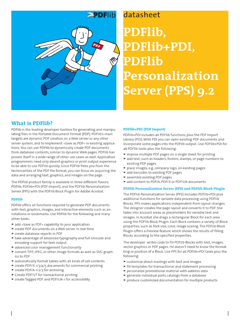 PDFlib 9 Datasheet PDF | PDF | Page Layout | Graphic Design