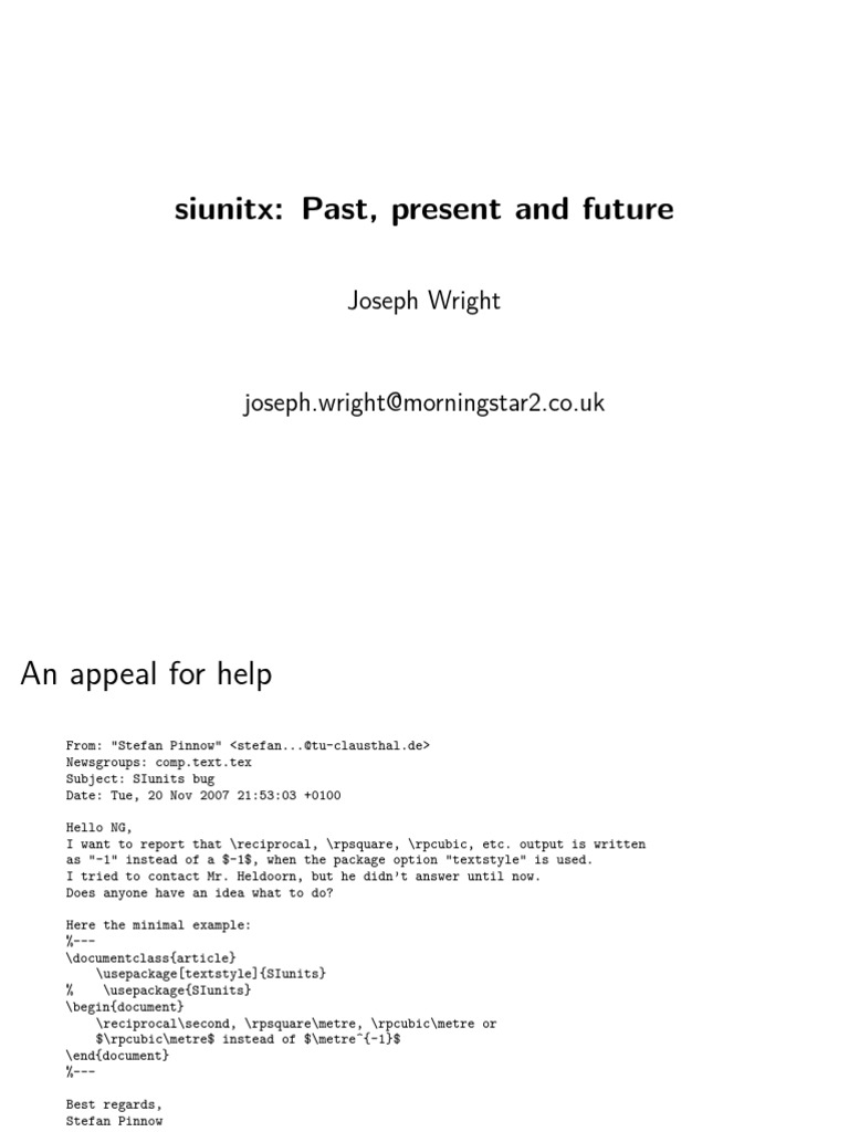 siunitx Package Evolution and Features | PDF | Computing | Computer ...