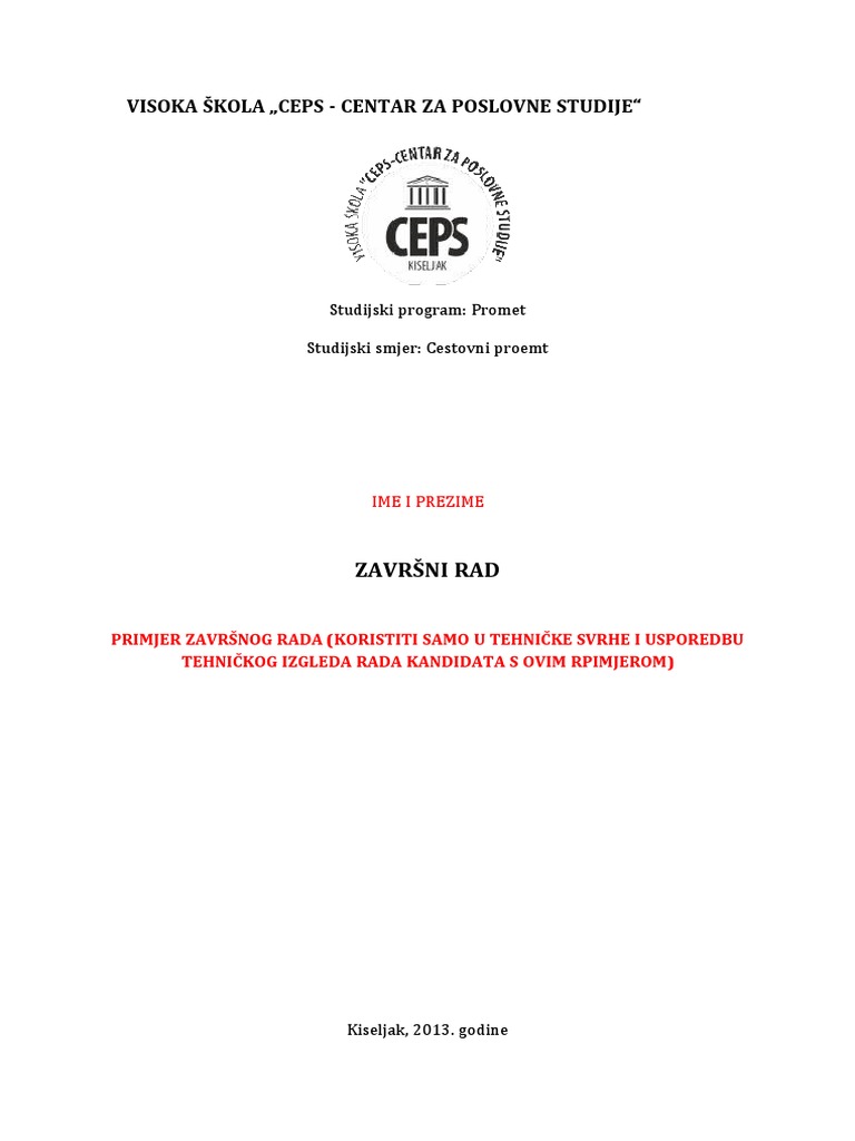 Primjer Zavrsnog Rada CEPS | PDF