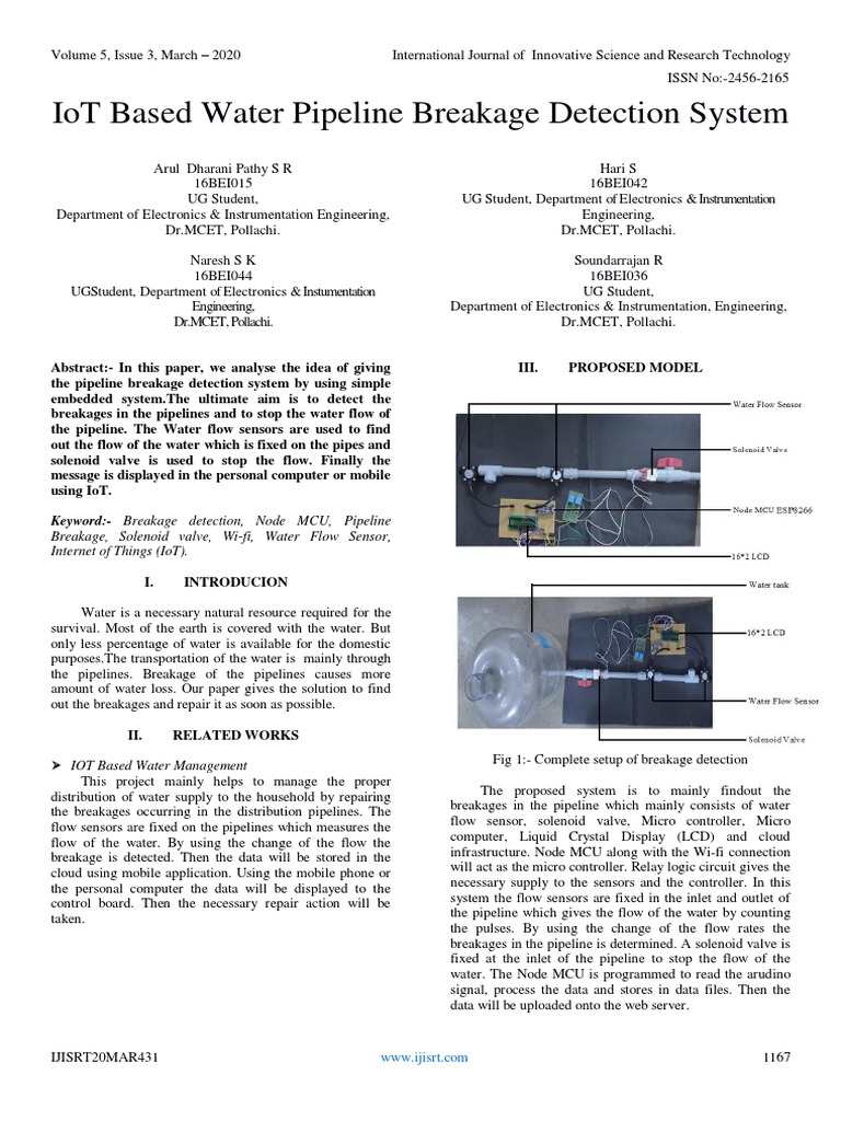 IoT Based Water Pipeline Breakage Detection System | PDF | Internet Of ...