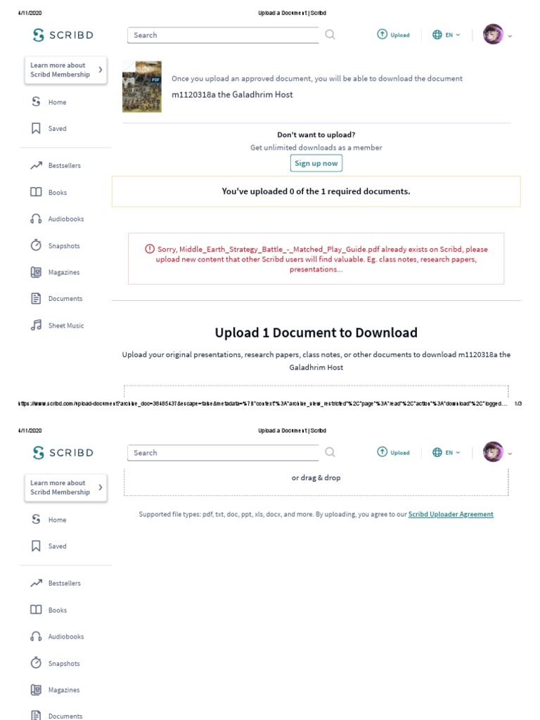 Upload 1 Document To Download: M1120318a The Galadhrim Host | PDF | Scribd | Digital Technology