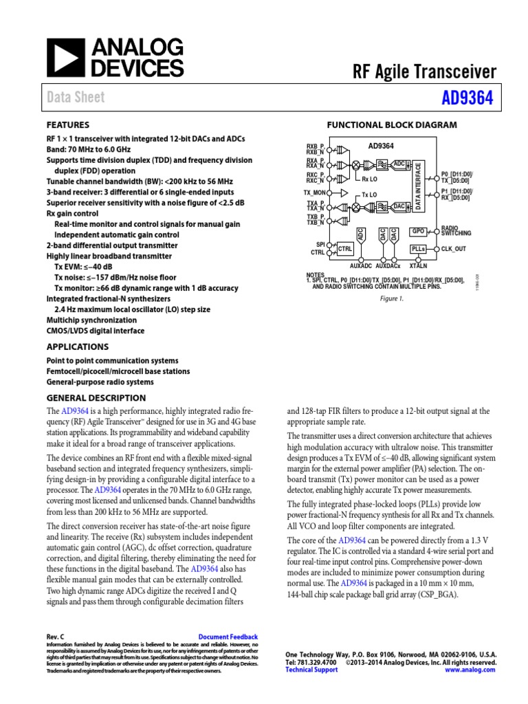 RF Agile Transceiver: Data Sheet | PDF | Analog To Digital Converter ...