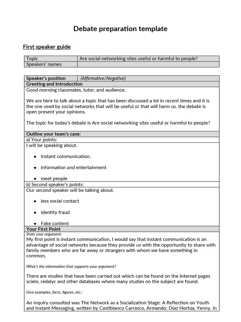 Social Networking Debate Preparation Guide | PDF | Social Media ...