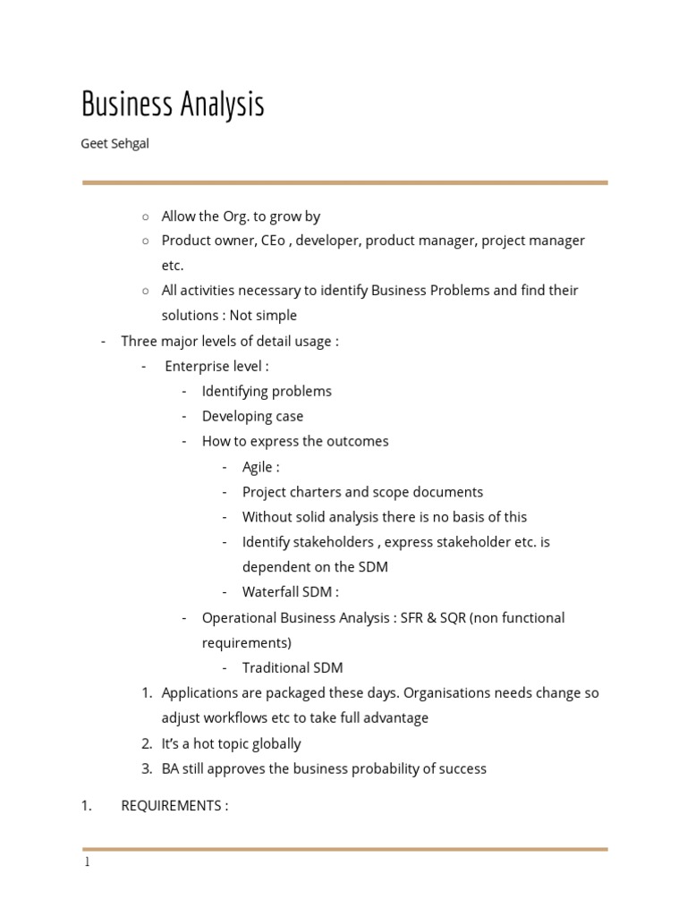 Geet Sehgal Business Analysis Notes | PDF | Scrum (Software Development ...