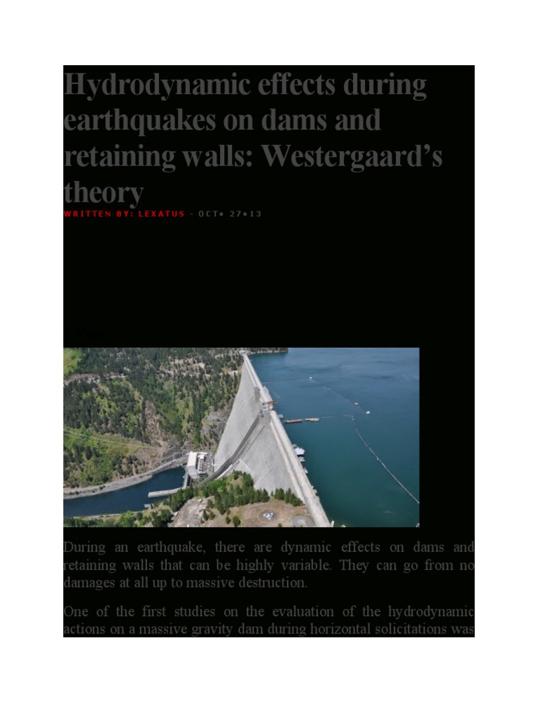 Hydrodynamic Effects on Dams in Quakes | PDF | Stress (Mechanics) | Dam