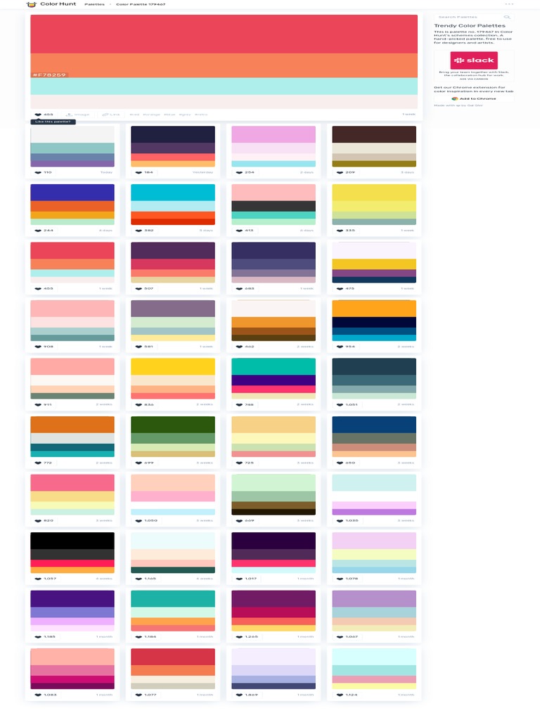 Color Hunt - Trendy Color Palettes | PDF | Computer Vision | Color