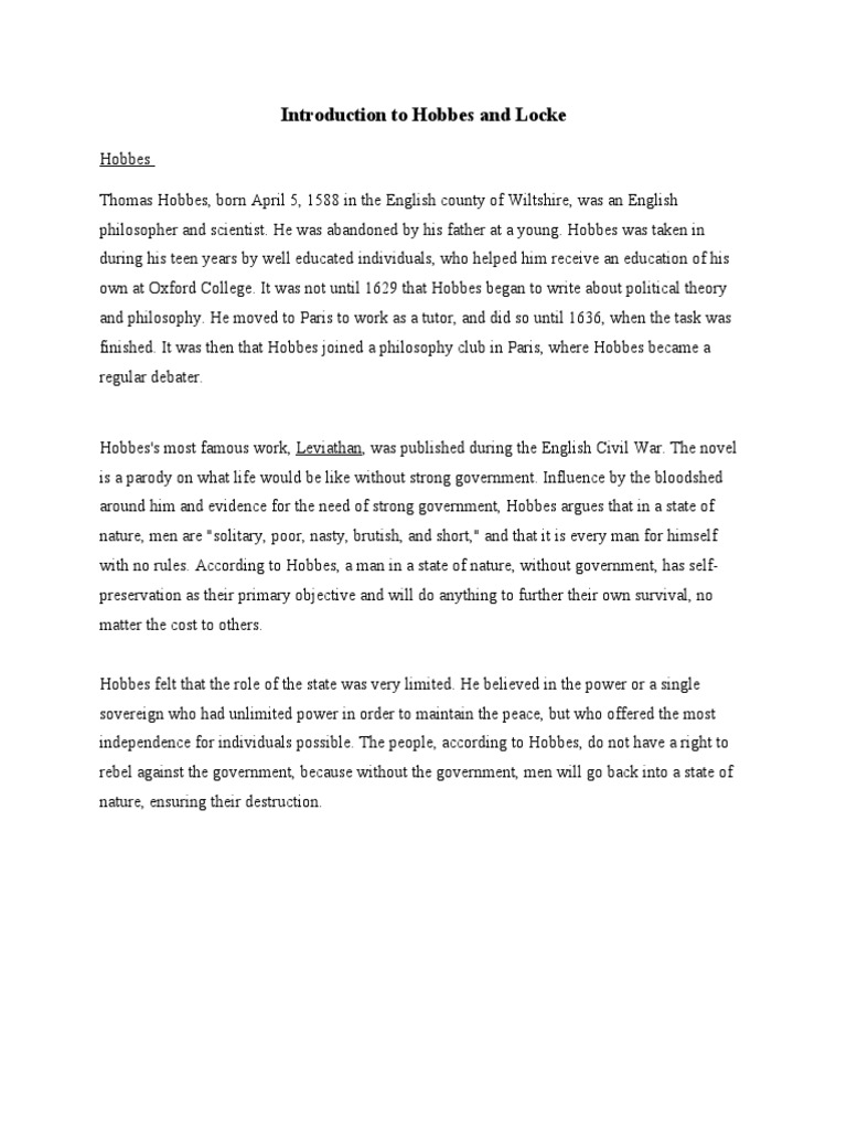 Hobbes and Locke Readings | PDF | Thomas Hobbes | John Locke