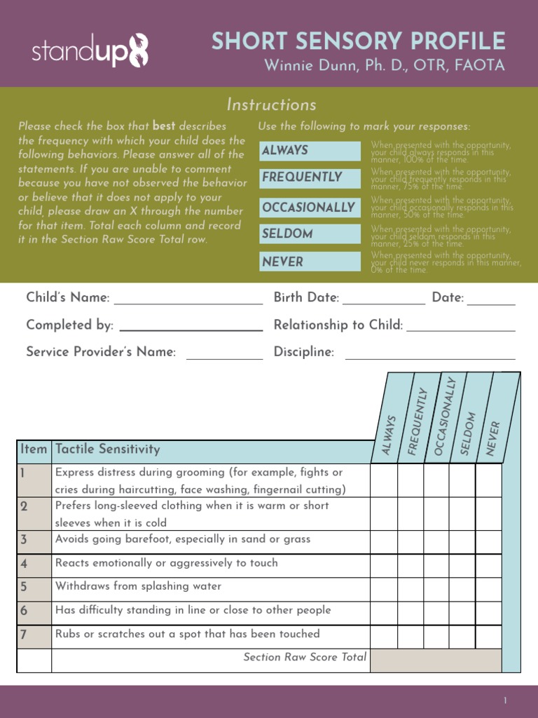 Short+sensory+profile Autismo Evaluacion Sensorial PDF | PDF | Senses ...