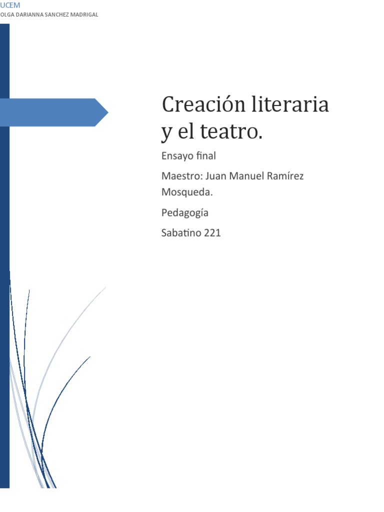 Ensayo Sobre La Creacion Literaria y El Teatro. | PDF | Teatro | Autor